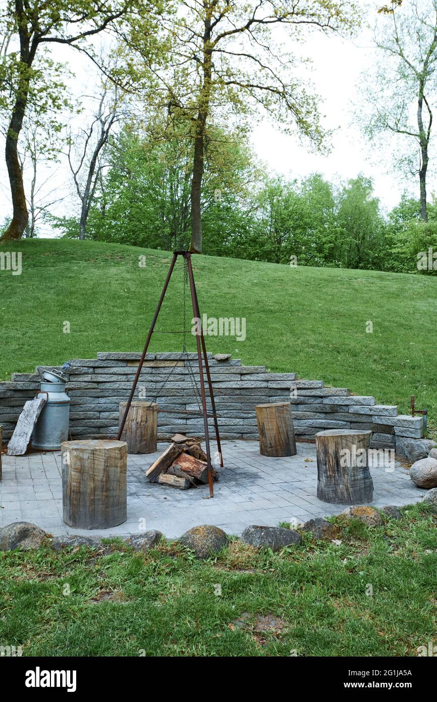 Fireplace in the forest hi-res stock photography and images - Alamy