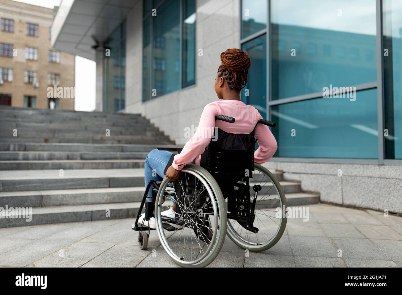 Wheelchair stairs inaccessible handicapped accessibility hi-res stock ...