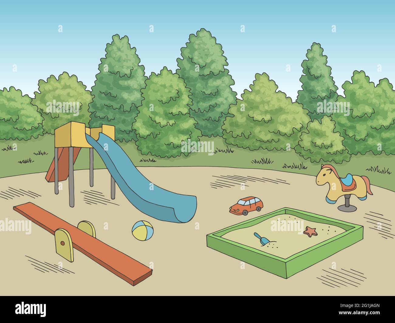 Playground graphic color landscape sketch illustration vector Stock ...