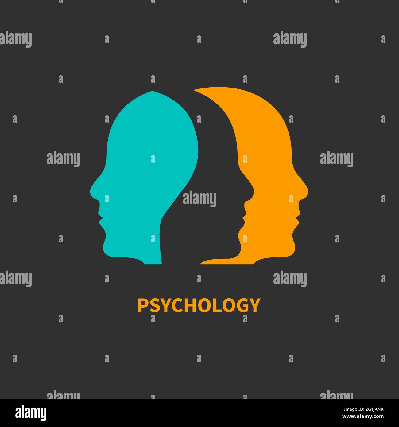Psychology logo. Male profiles. Therapy icon. Communication symbol ...