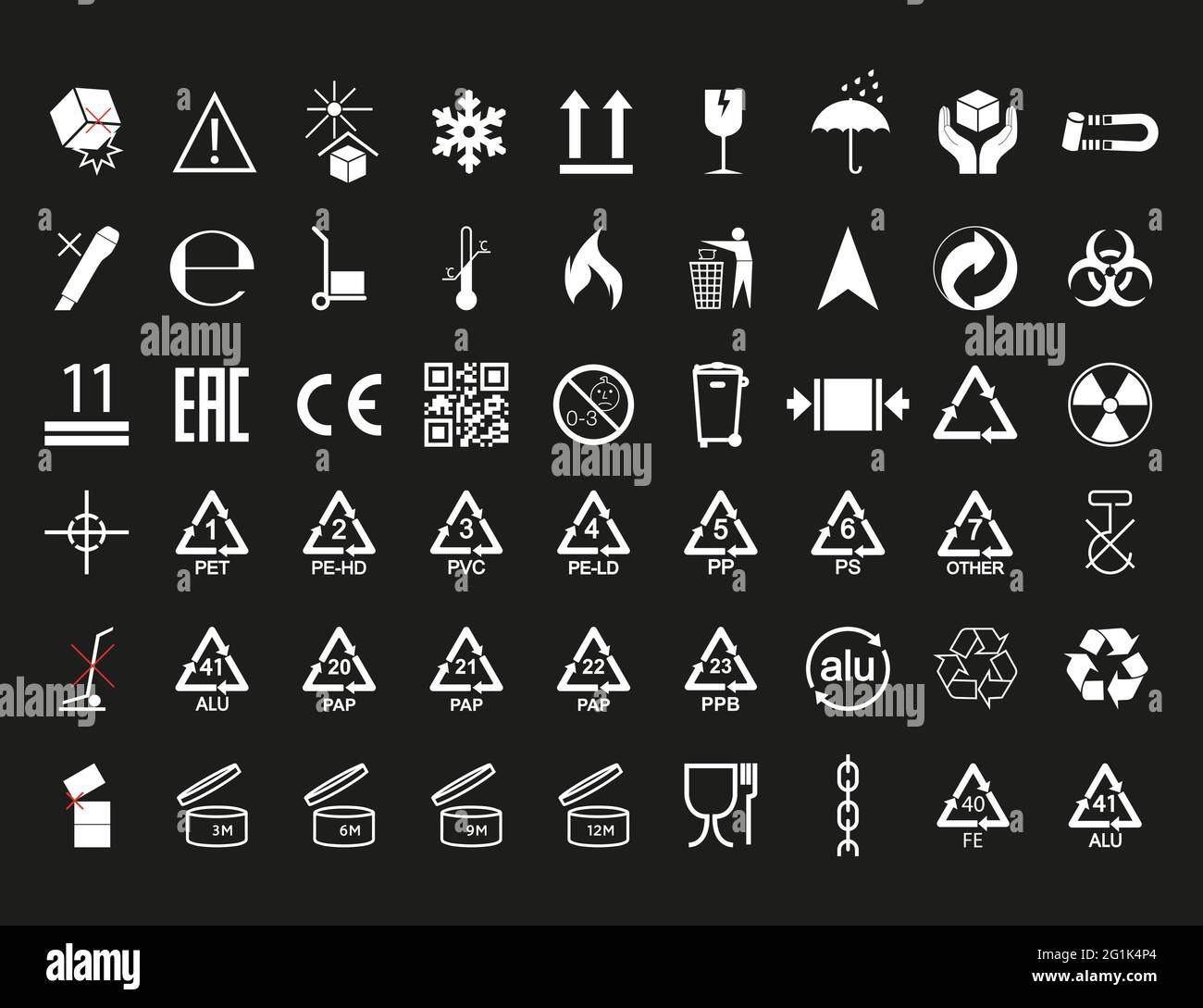 Set of packaging symbol. Vector illustration. flat design Stock Vector ...