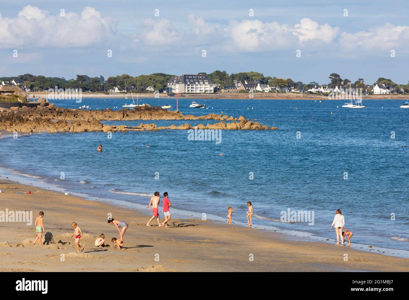 Beach of Legenese in Carnac (Brittany, north western France Stock Photo ...
