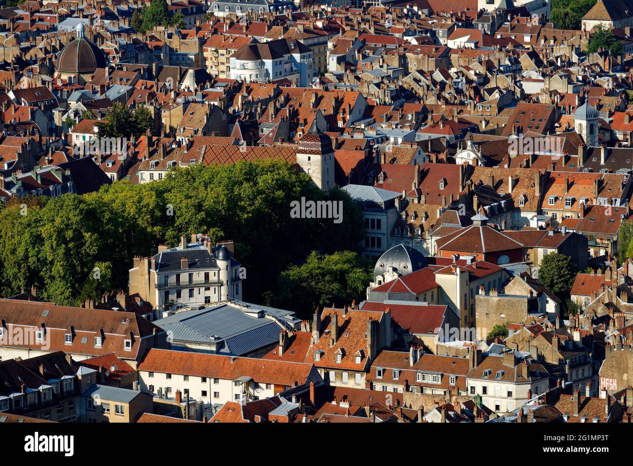 France, Doubs, Besancon, View of the old town from the Vauban citadel ...