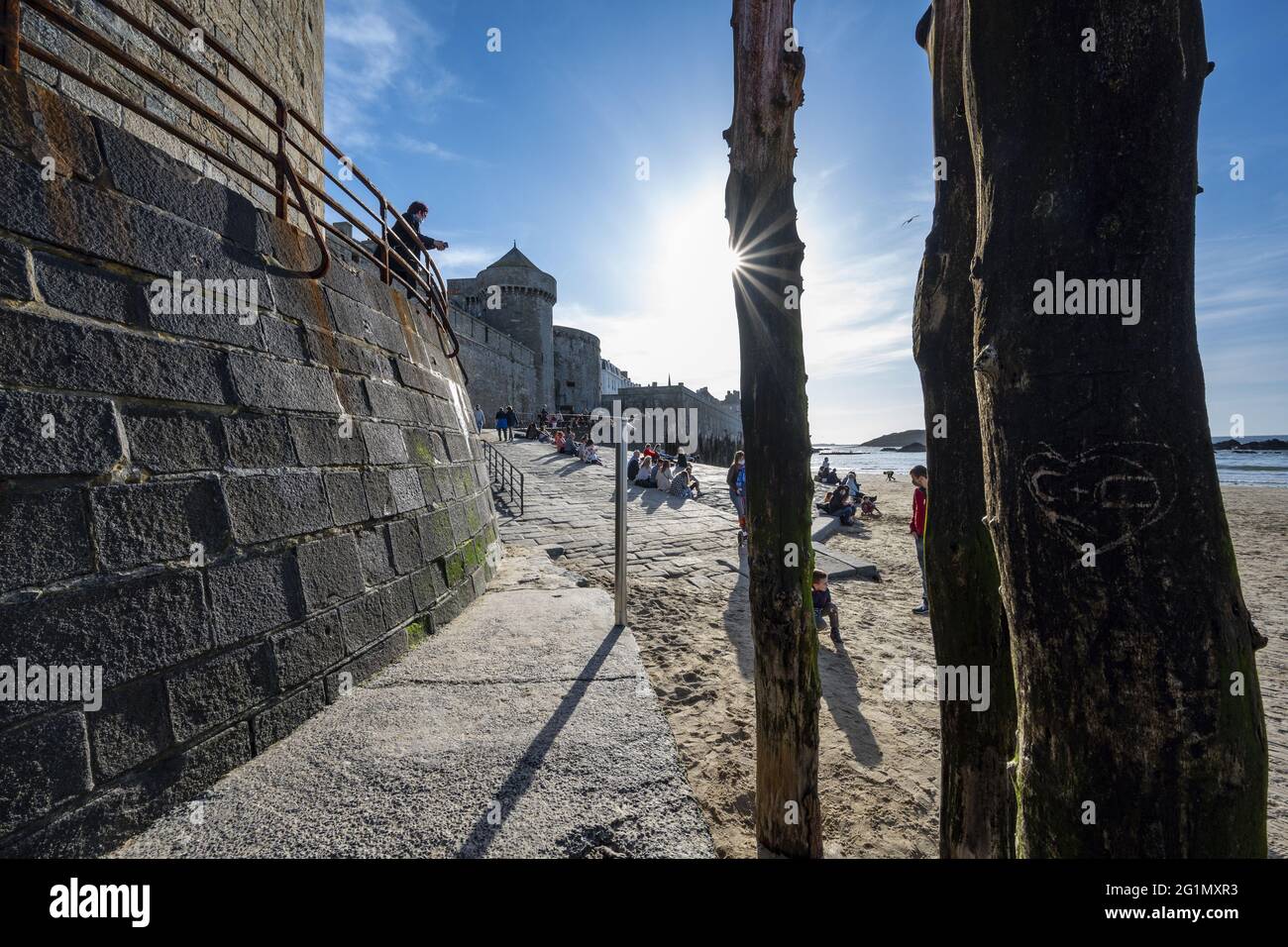 France, Ile et Vilaine, Saint Malo, the breezes in dog trunks at the ...