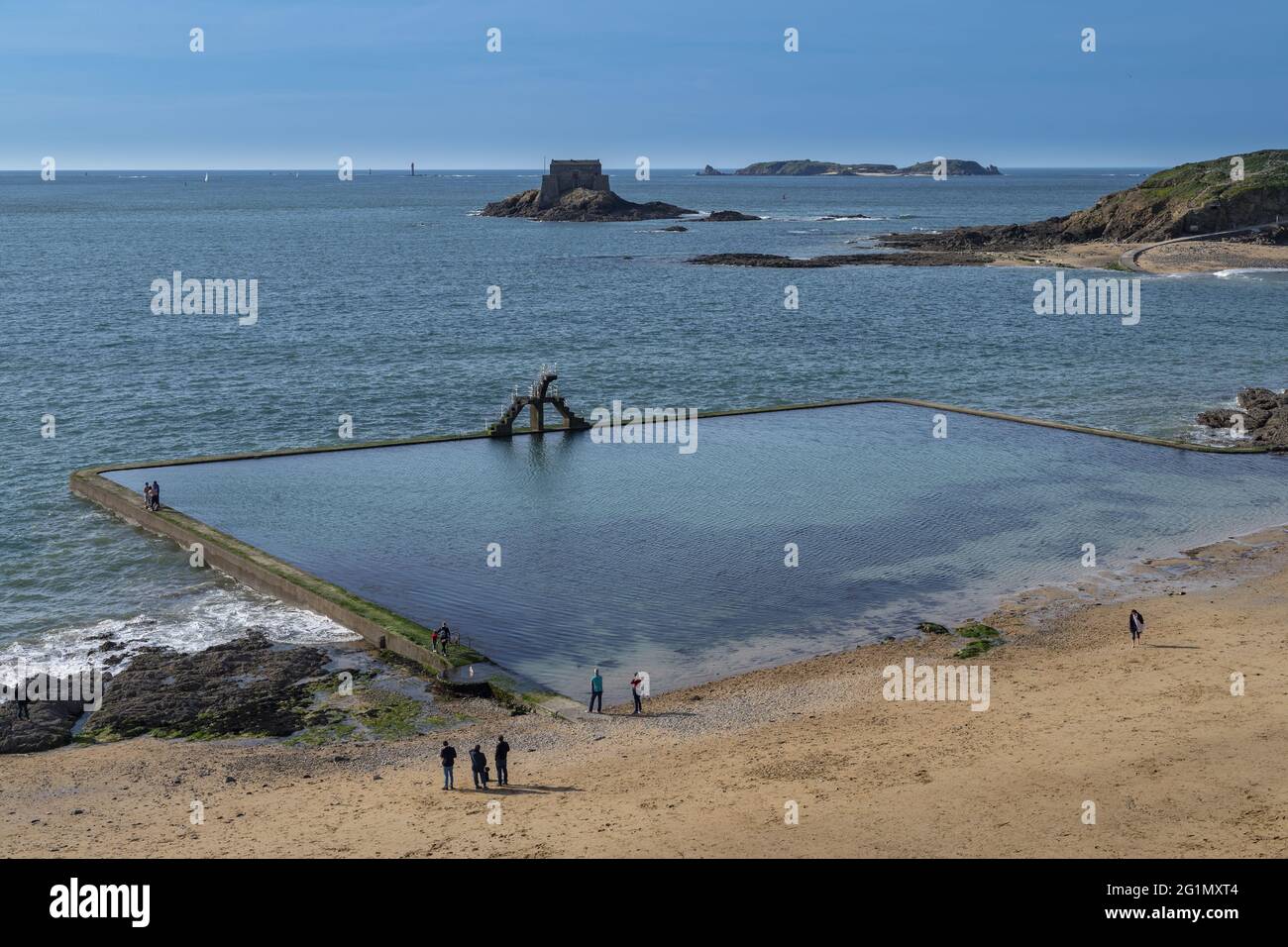 France, Ile et Vilaine, Saint Malo, the sea water swimming pool on the ...