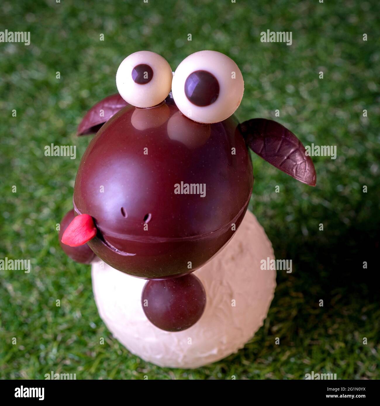 France, Paris, Dark and white chocolate sheep for Easter from Maison ...
