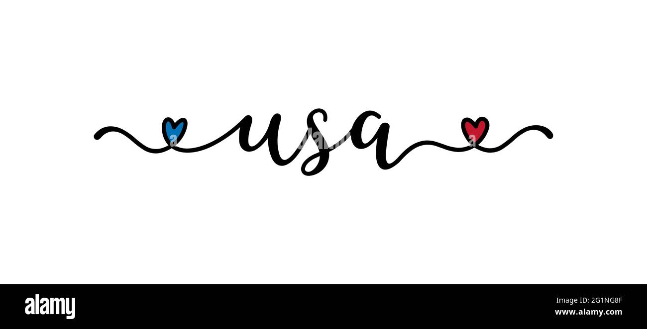Hand drawn USA word. American patriotic lettering for postcard ...