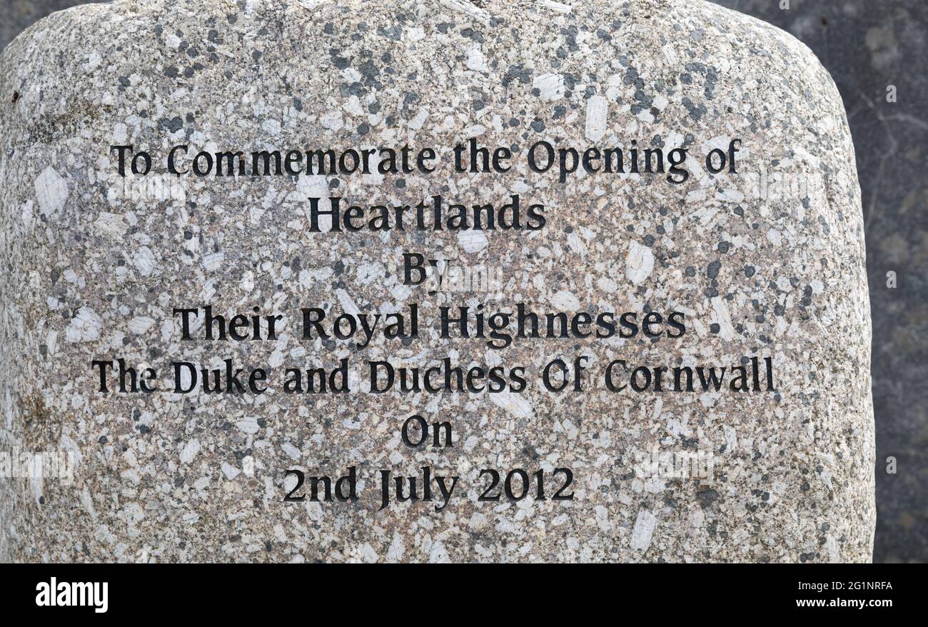 Commemoration stone in Heartlands, Robinson's Shaft, Pool, Cornwall ...