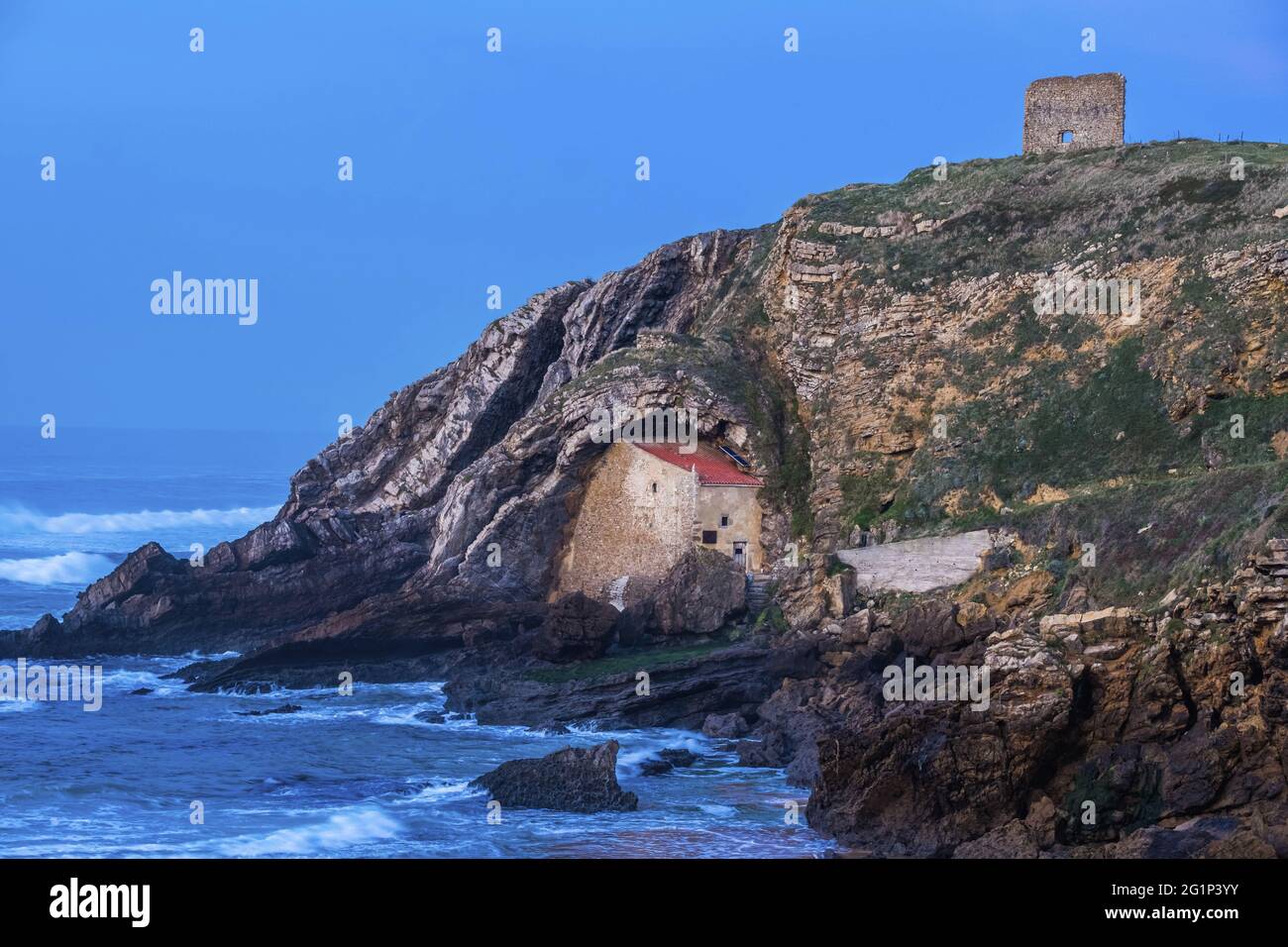 Spain, Cantabria, Santillana del Mar, Santa Justa hermitage Stock Photo ...