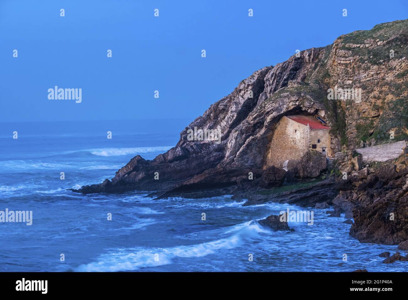 Spain, Cantabria, Santillana del Mar, Santa Justa hermitage Stock Photo ...