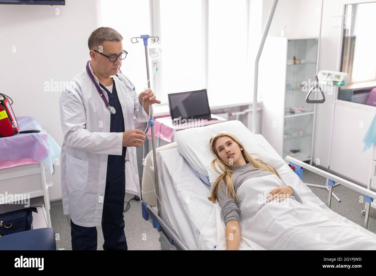 The concept of inpatient treatment and medical care. The doctor ...