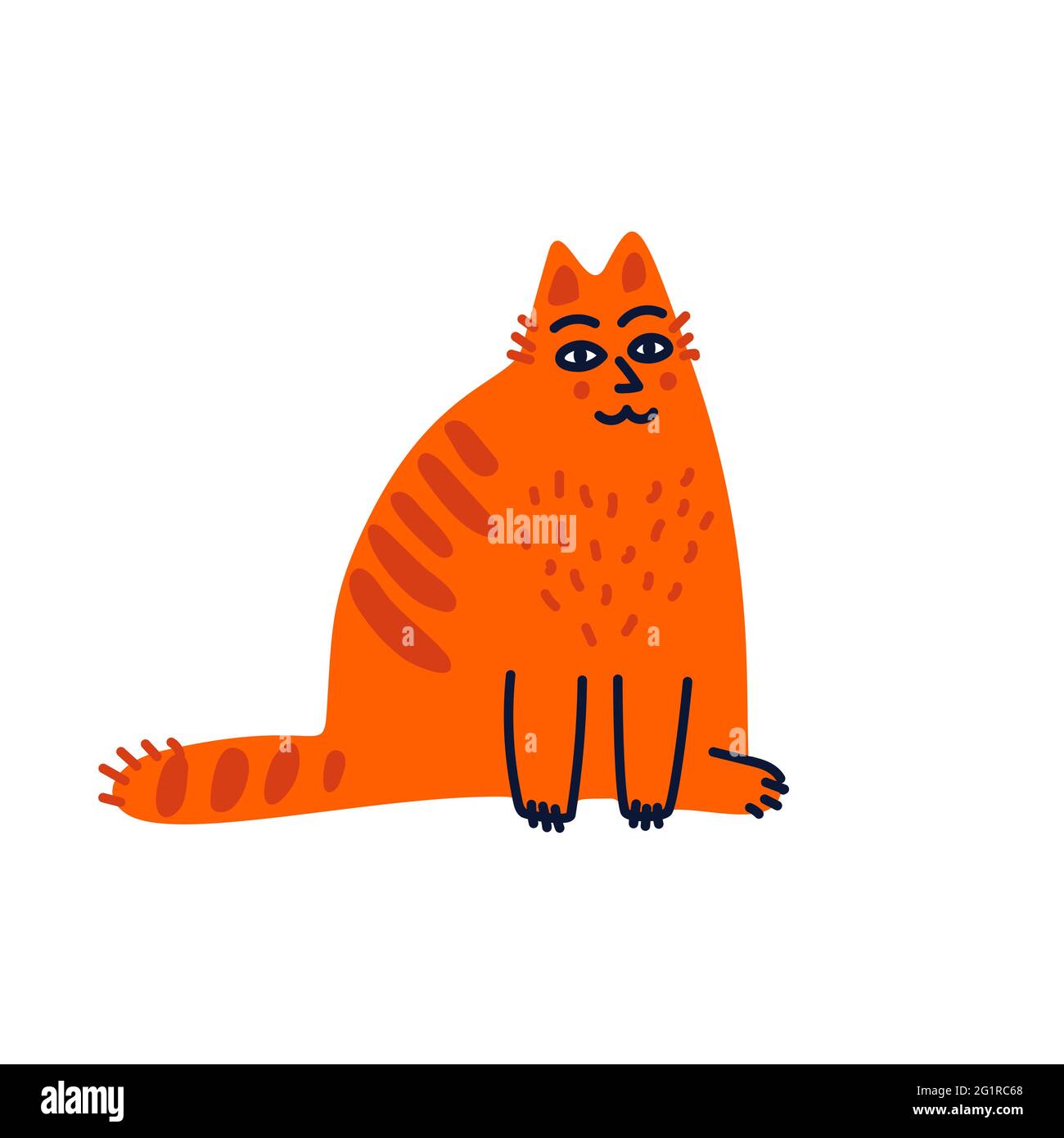 Pet grooming concept. Fat red cat sitting in a funny pose. Cat care ...