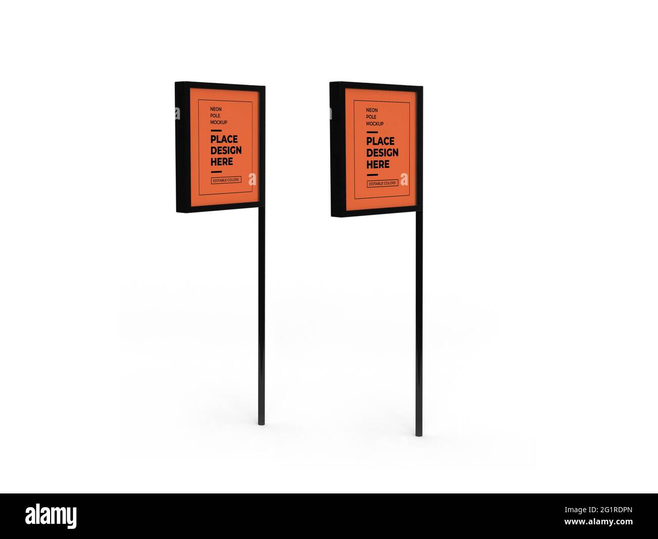 Neon Pole Sign 3D Illustration Mockup Scene on Isolated Background ...