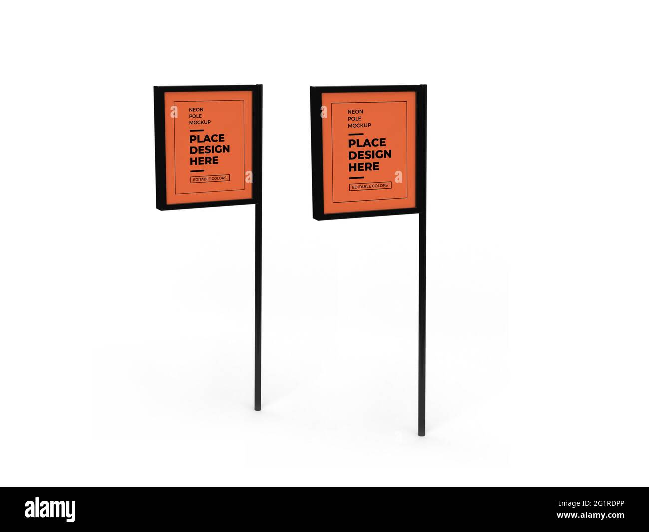 Neon Pole Sign 3D Illustration Mockup Scene on Isolated Background ...