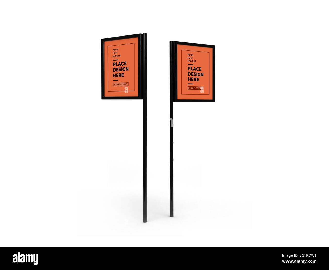 Neon Pole Sign 3D Illustration Mockup Scene on Isolated Background ...