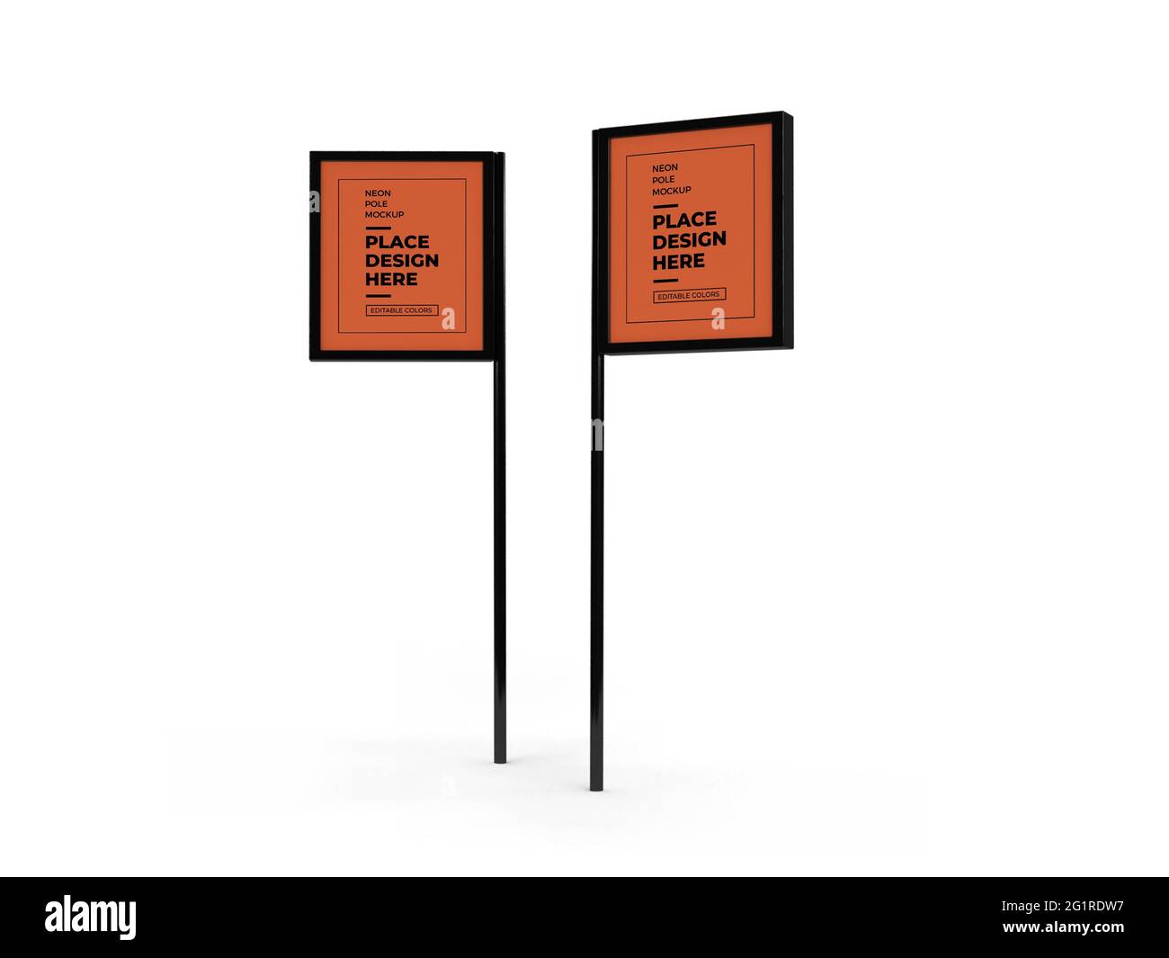 Neon Pole Sign 3D Illustration Mockup Scene on Isolated Background ...