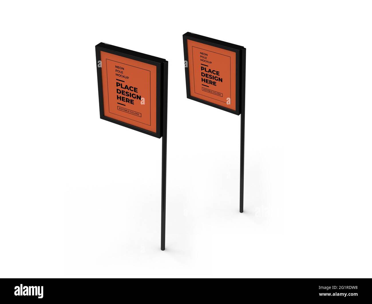 Neon Pole Sign 3D Illustration Mockup Scene on Isolated Background ...