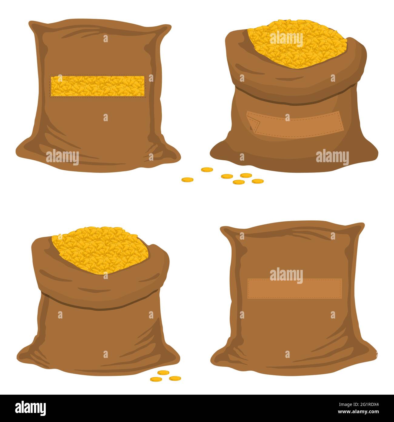 Illustration on theme big colored set different types bags, full sack ...