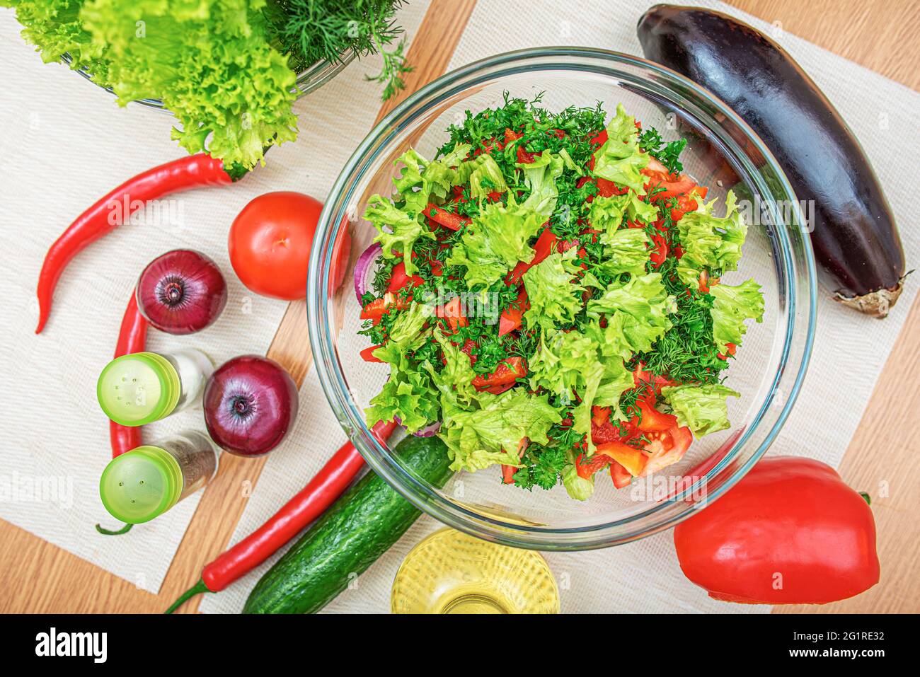Healthy food products on the table in the kitchen Stock Photo - Alamy