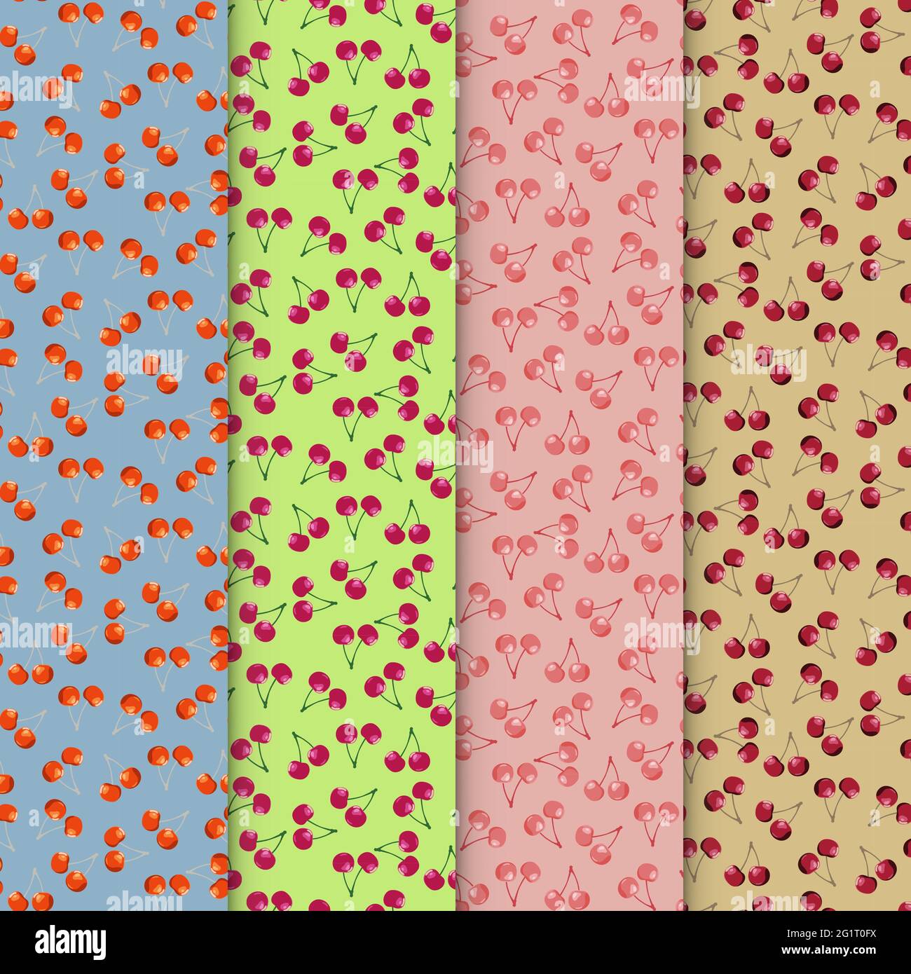 Set of seamless cherry pattern collection. Cherry pattern collection ...