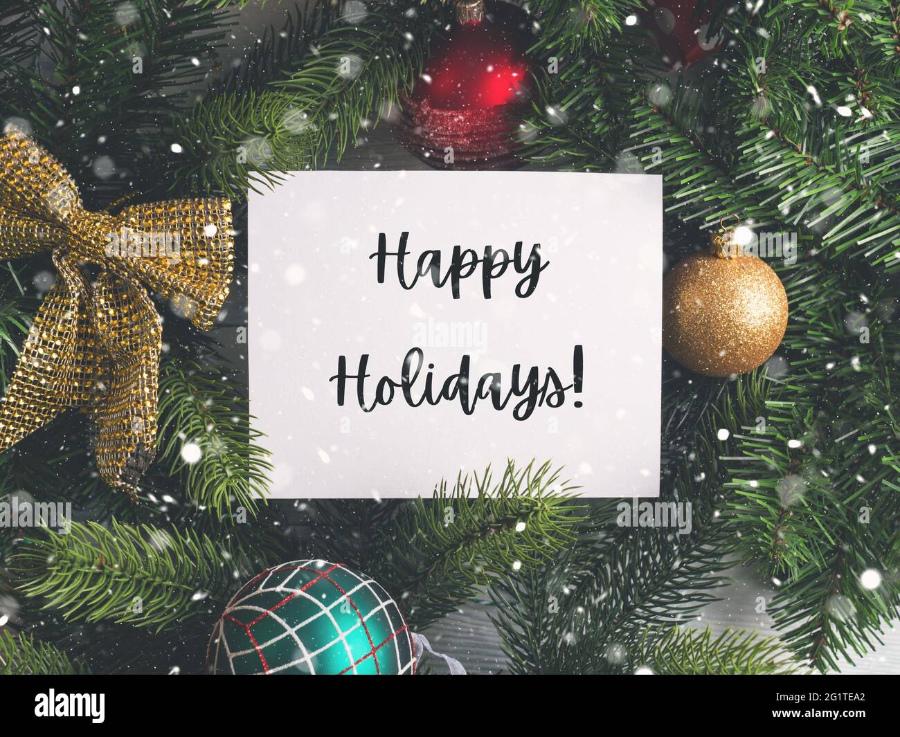 Christmas happy holidays golden greeting card Stock Photo - Alamy