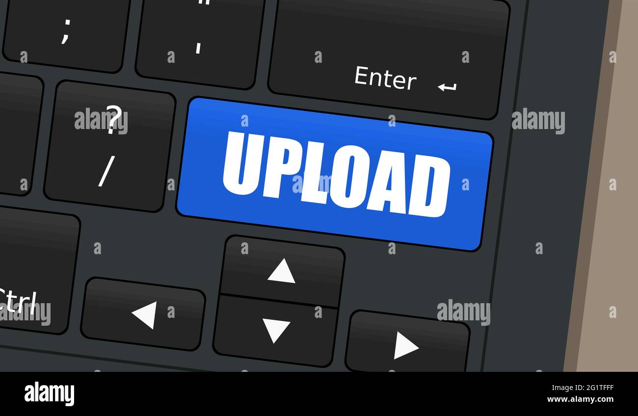 Upload special button. Laptop keyboard conceptual illustration Stock ...