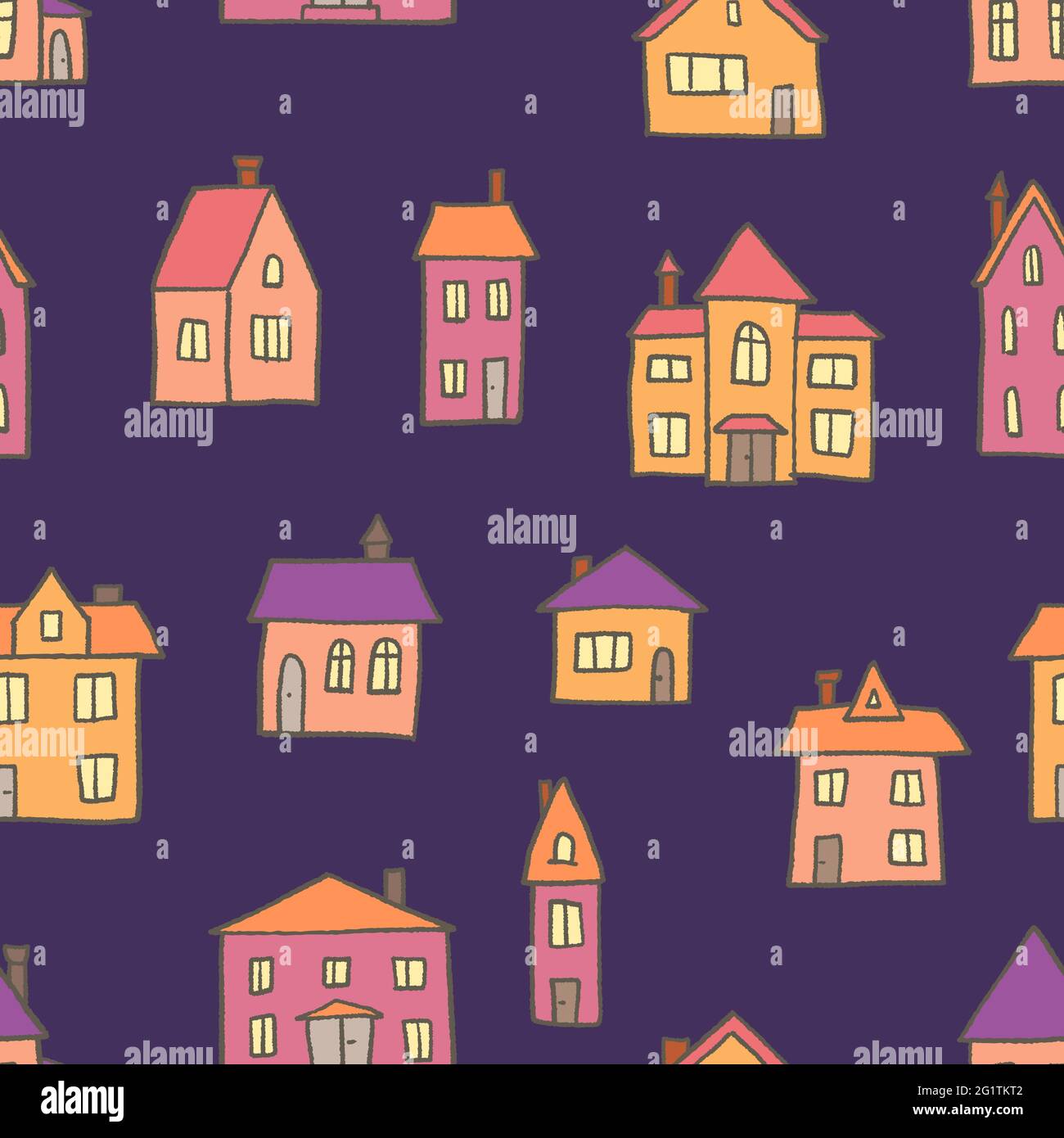 Town background. Seamless cute town vector pattern. European town Stock ...