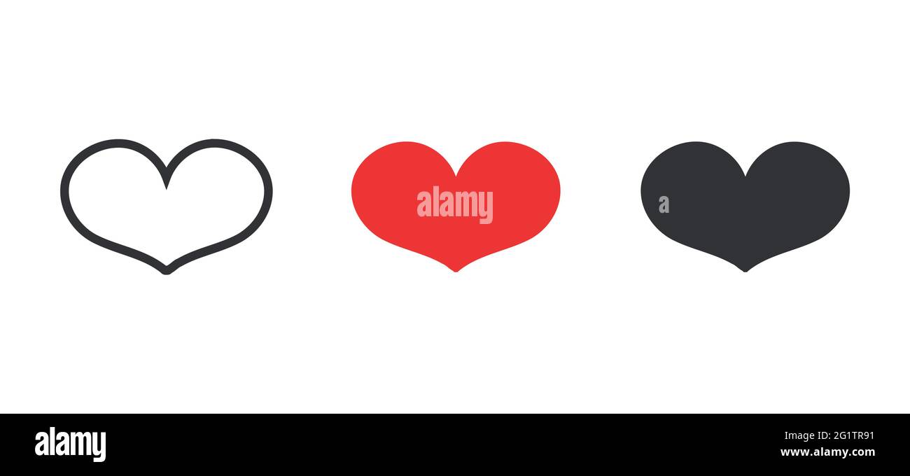 Heart icon set. Simple heart shape vector illustration Stock Vector ...