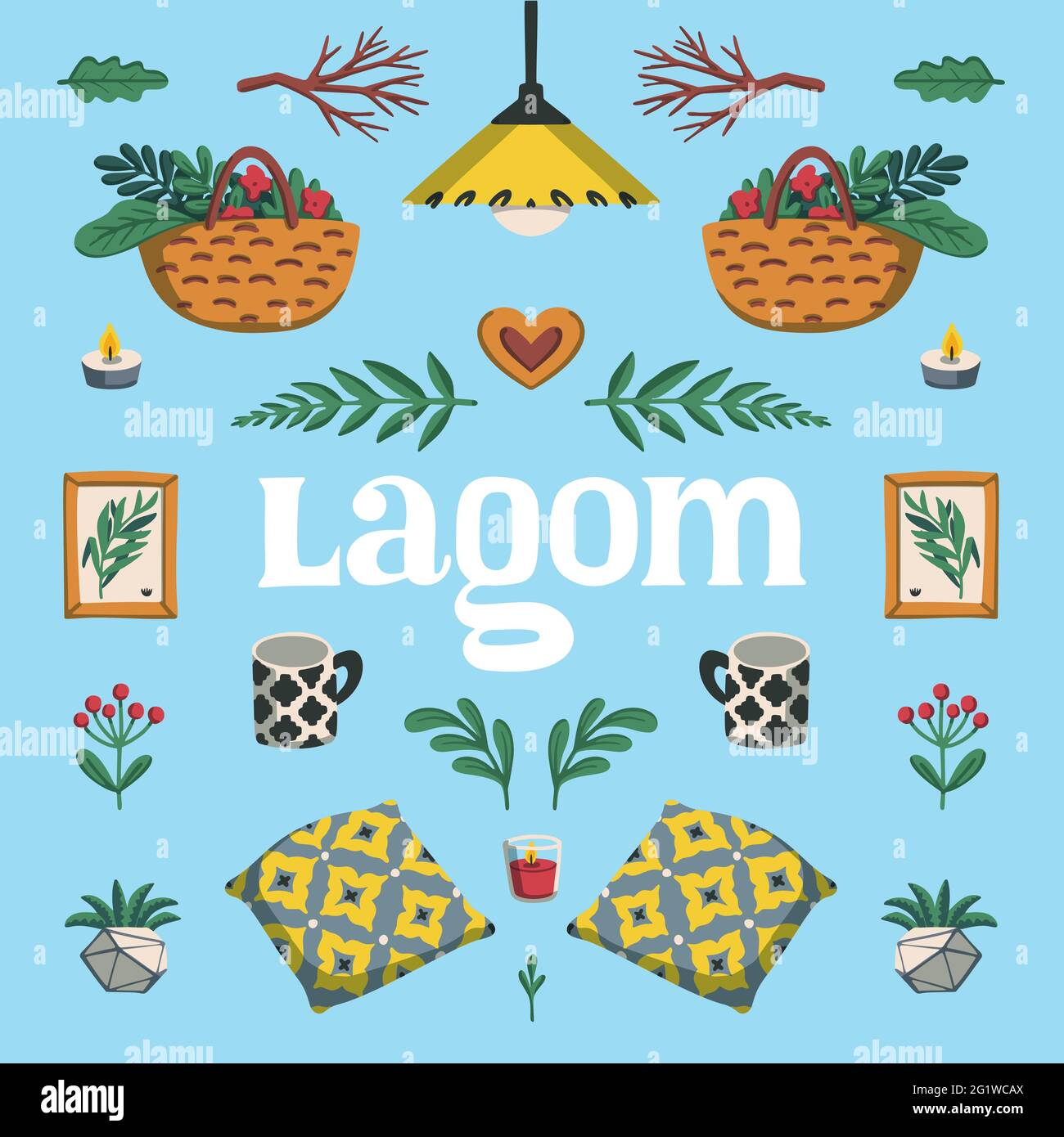 Lagom. Scandinavian lifestyle concept. Poster or greeting card with ...