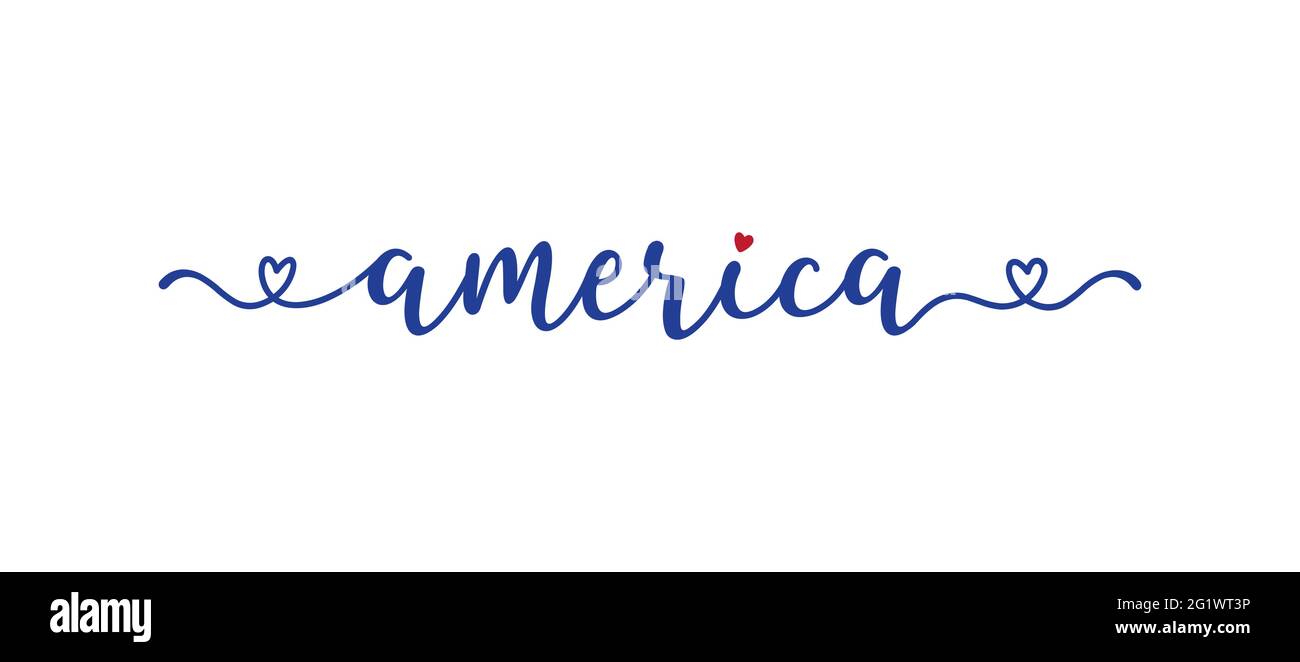 Hand drawn America word as banner or logo. Lettering for postcard ...