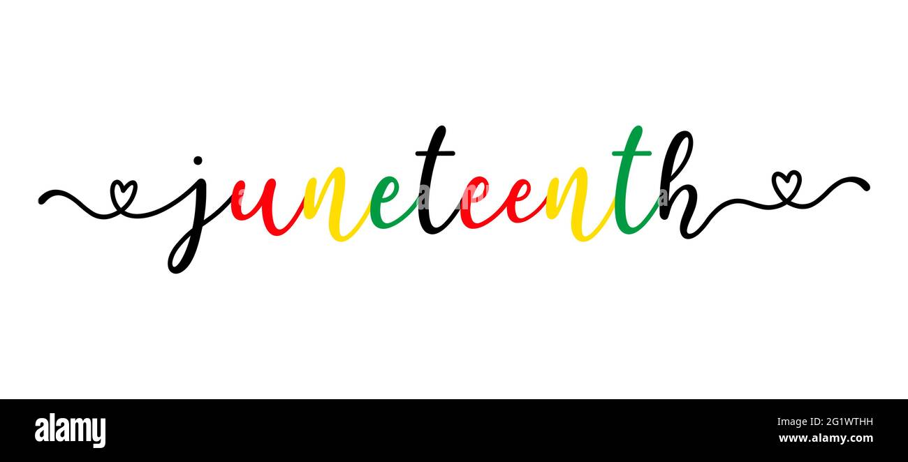 Hand sketched colorful JUNETEENTH word as banner. Lettering or modern ...