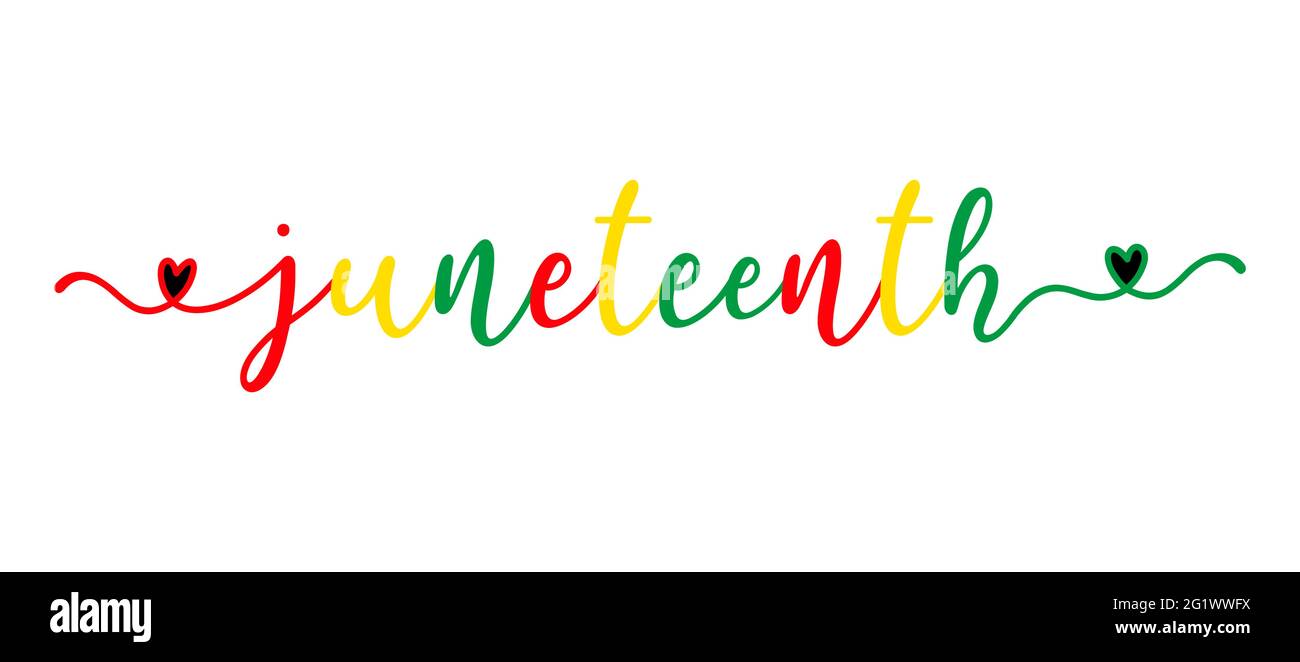Hand sketched colorful JUNETEENTH word as banner. Lettering or modern ...