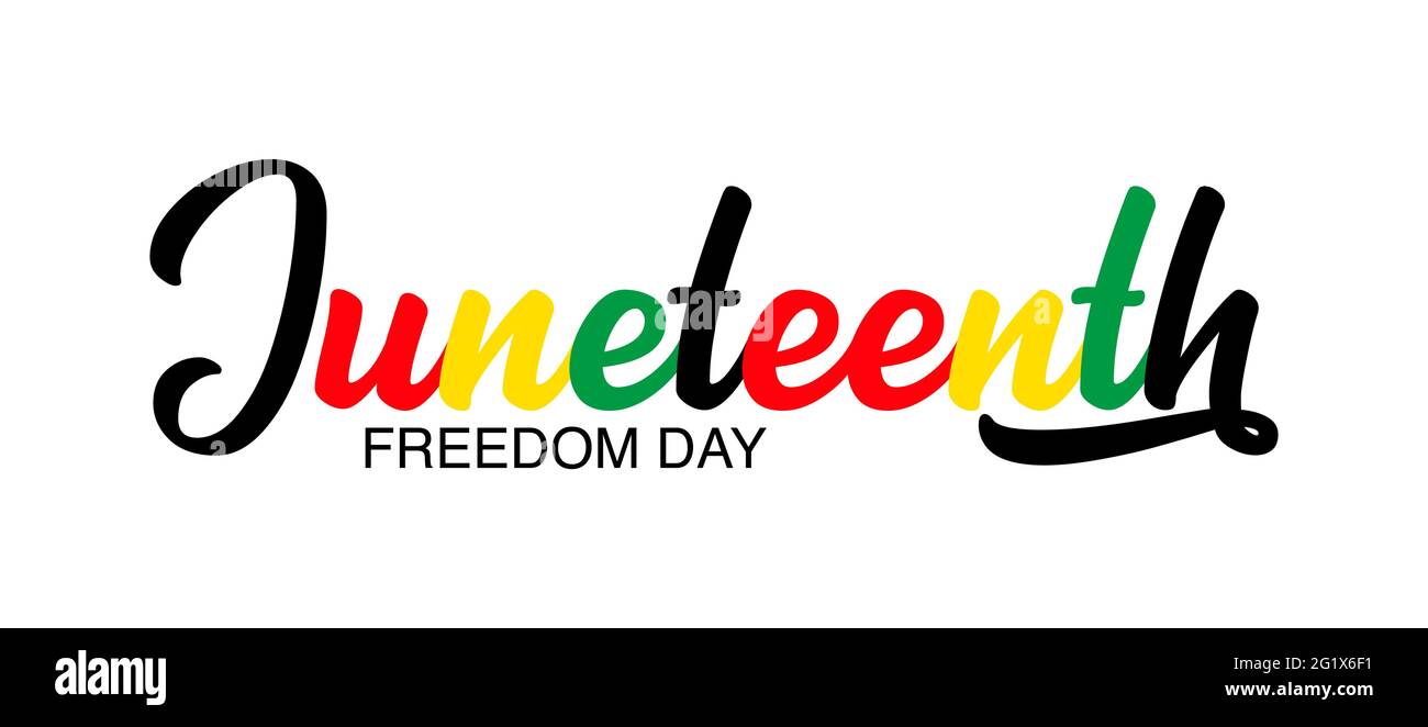 Hand sketched colorful JUNETEENTH word as banner. Lettering or modern ...