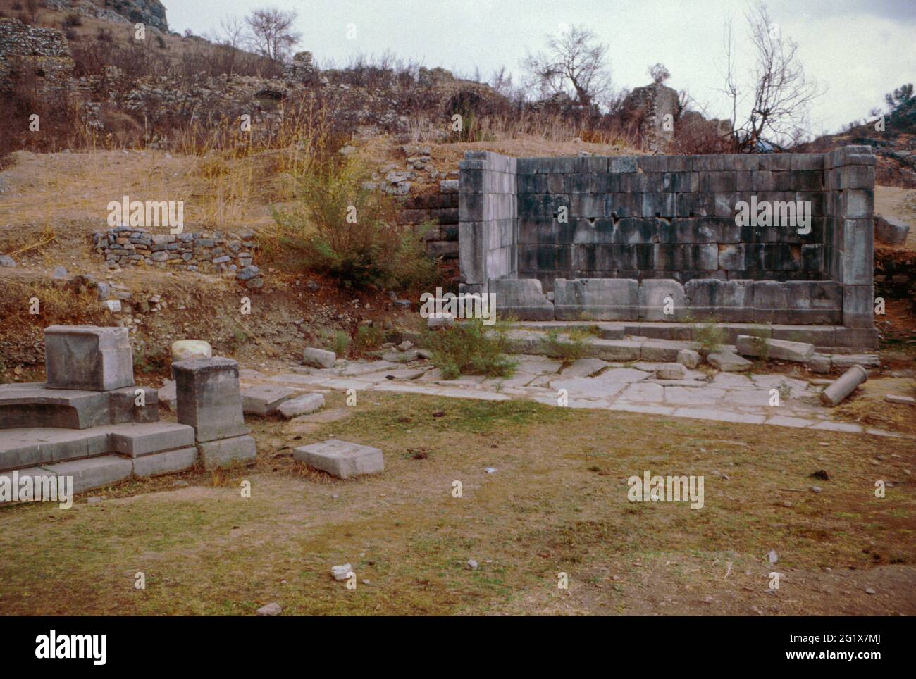 Kaunos - ruins of ancient town In Anatolia, Turkey. Archival scan from ...