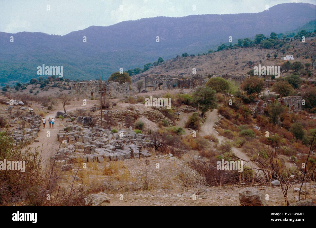 Kaunos - ruins of ancient town In Anatolia, Turkey. Archival scan from ...