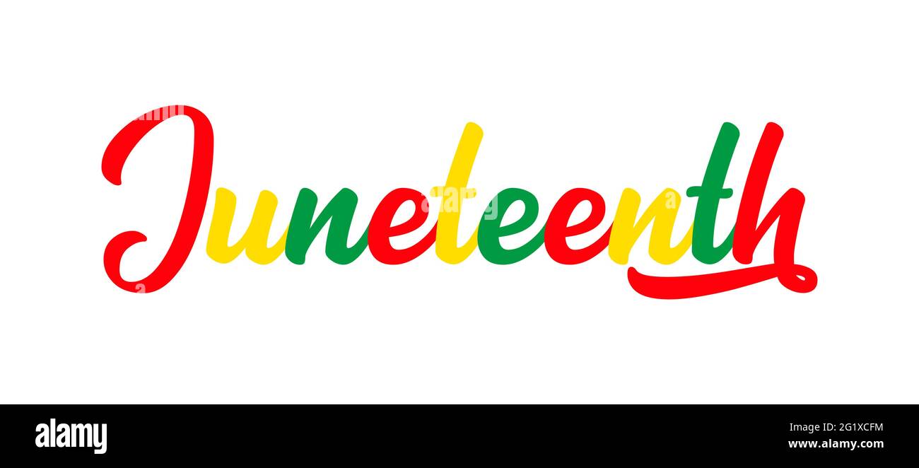 Hand sketched colorful JUNETEENTH word as banner. Lettering or modern ...