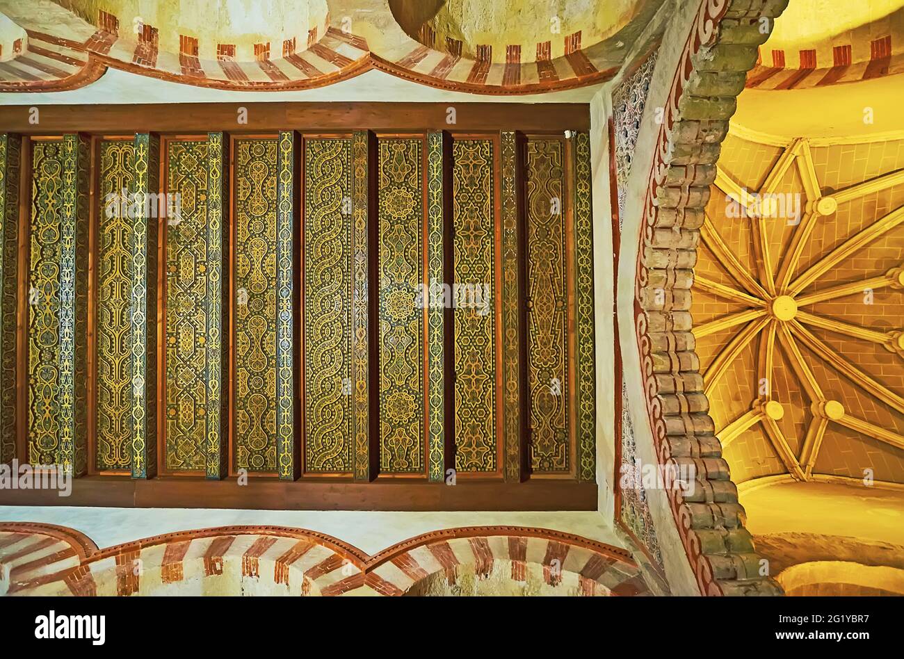 CORDOBA, SPAIN - SEP 30, 2019: The restored timber ceiling of the ...