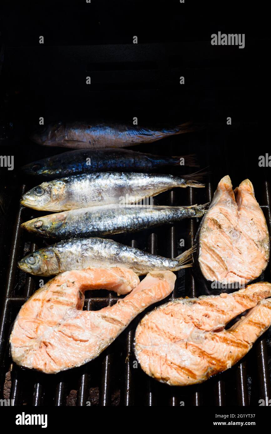 Healthy omega-3 proteins and fats from sardines and barbecued salmon ...
