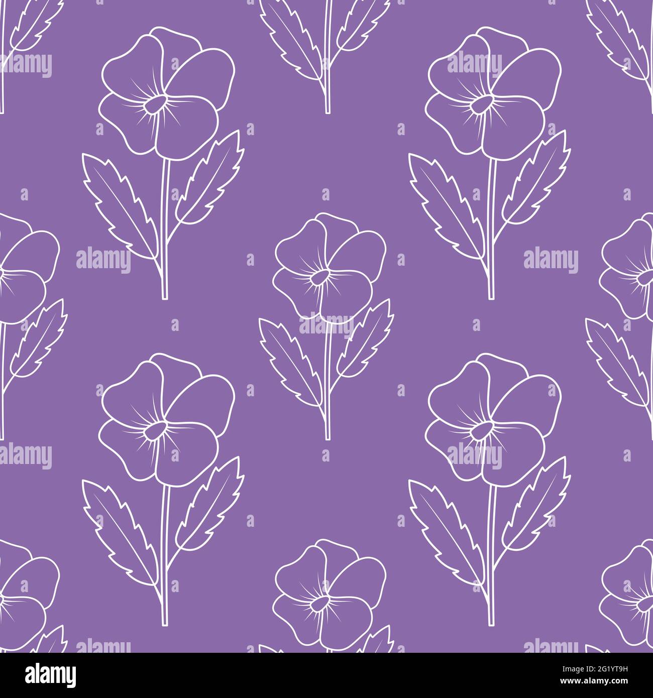 A seamless pattern with outline flowers. Botanical background. Line art ...