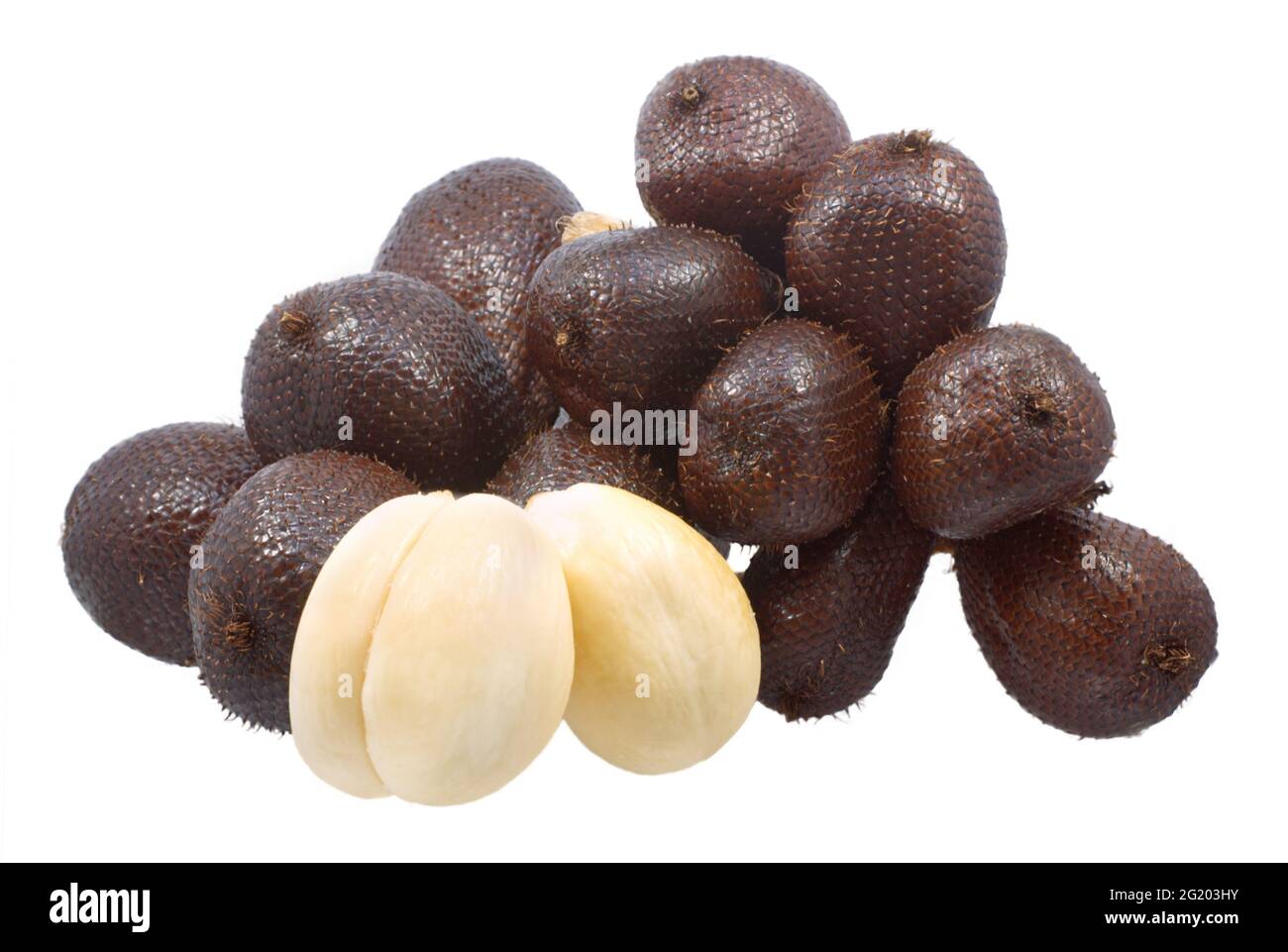 Snack skin fruit or Salak fruit isolated on white background Stock ...