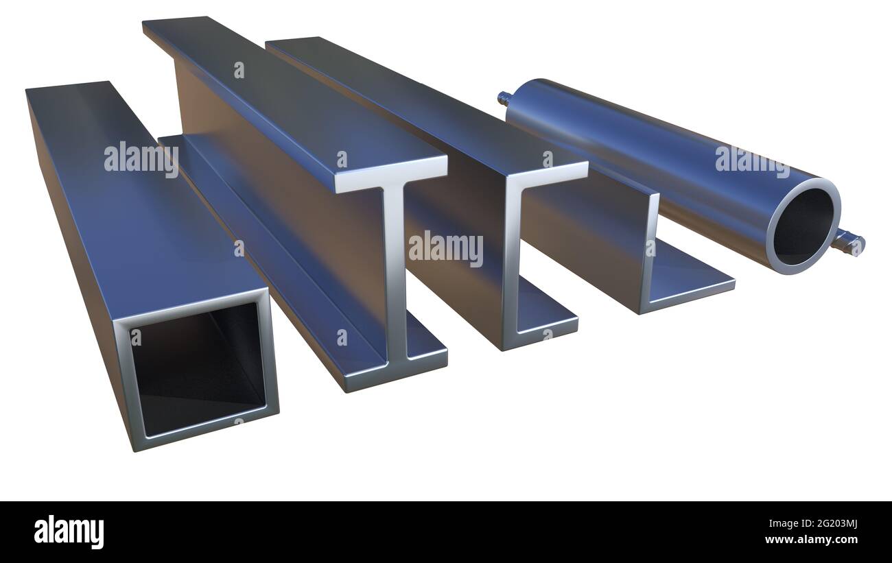 various metal profile, isolated concept industrial 3D illustration ...