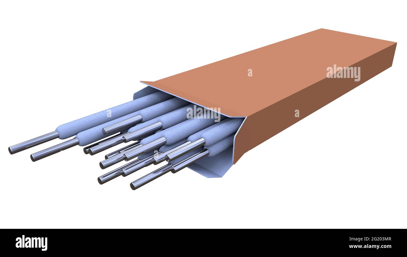 welding electrodes pack. isolated industrial 3D illustration Stock ...