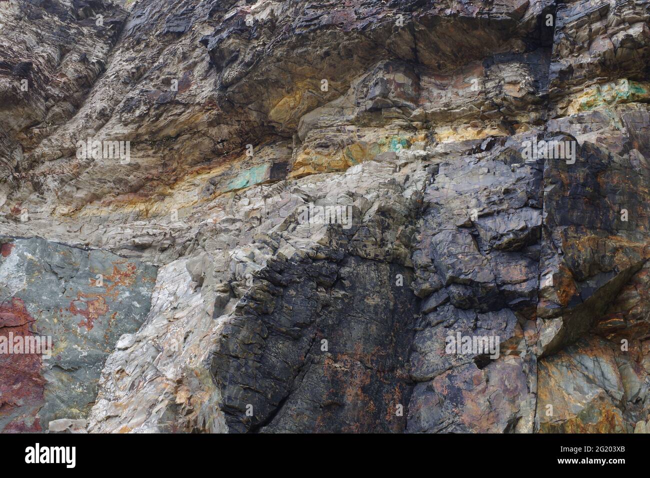 Copper and Iron Stained Metasedimentary Rock, Beneath Wheal Coates Mine ...