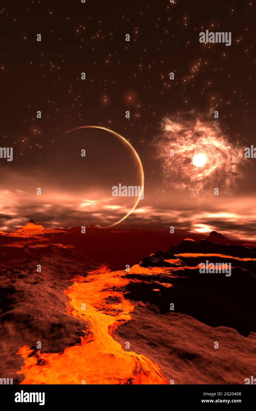 Artistic 3D illustration of a cosmic scene Stock Photo - Alamy