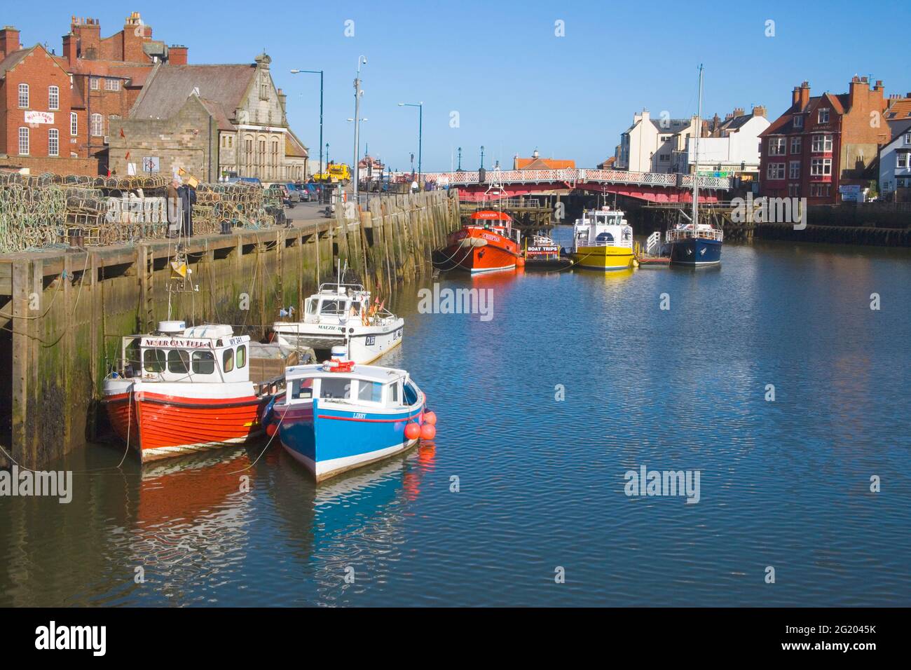 fishing boats in whitby harbour on the yorkshire coast Stock Photo - Alamy