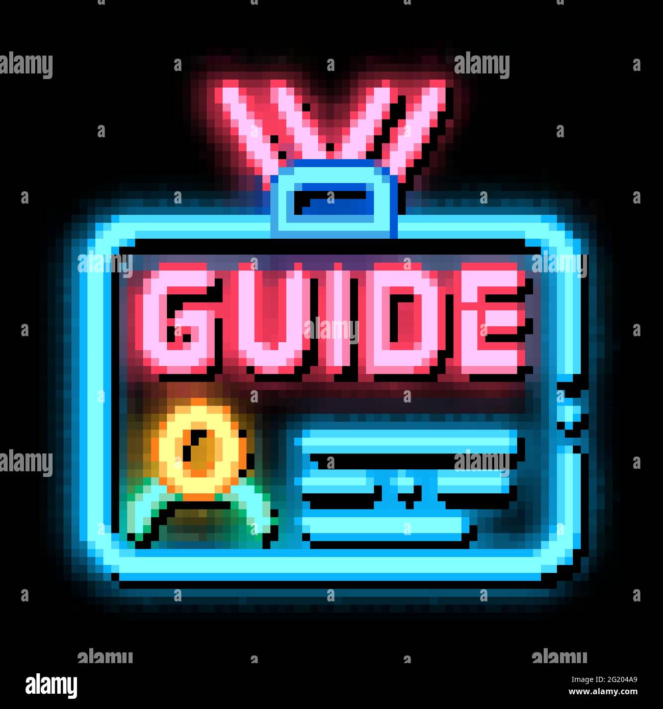 Badge Guide neon glow icon illustration Stock Vector Image & Art - Alamy
