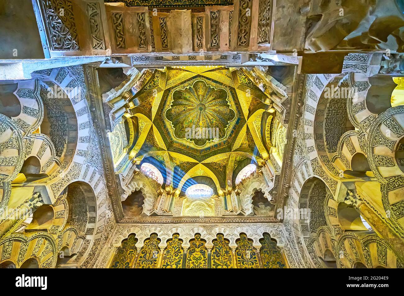 CORDOBA, SPAIN - SEP 30, 2019: The stunning ribbed dome in maqsura ...