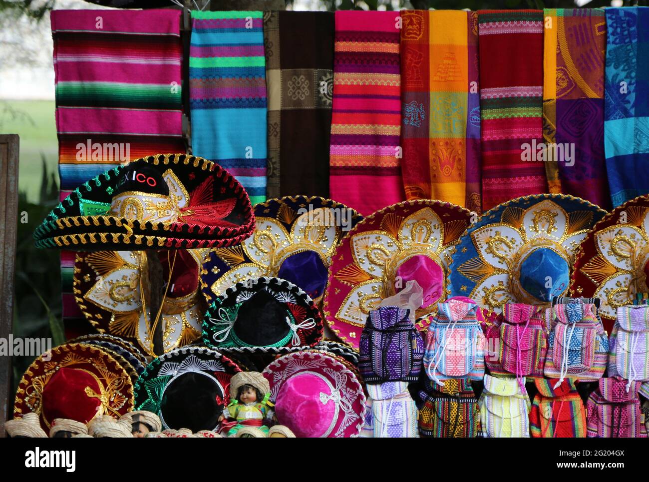 Colorful stall full of Mexican souvenirs Stock Photo - Alamy