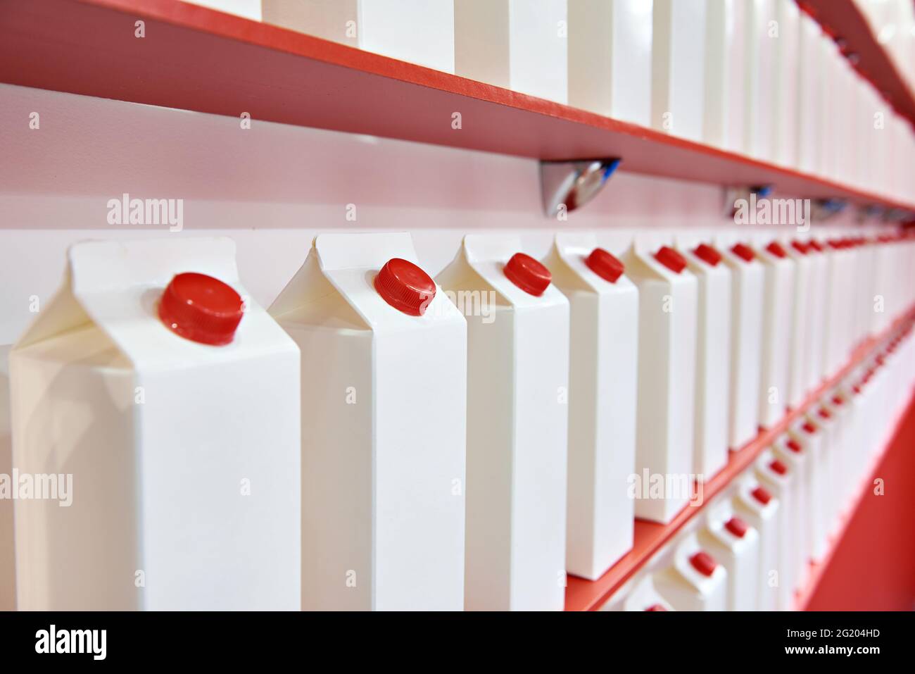 Packaging for pasteurized dairy products Stock Photo - Alamy