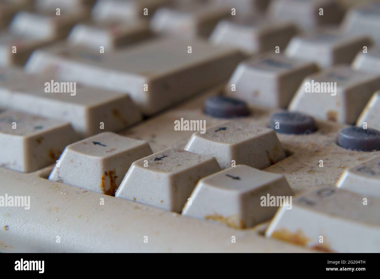A fragment of a dirty and dusty computer keyboard close-up Stock Photo ...